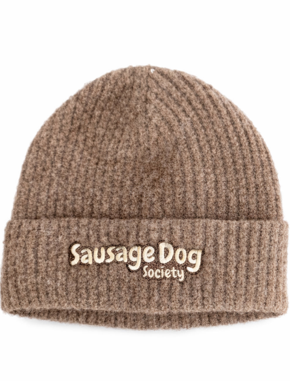 Sausage Dog Society Ribbed Beanie – Mocha – Oh My Dog